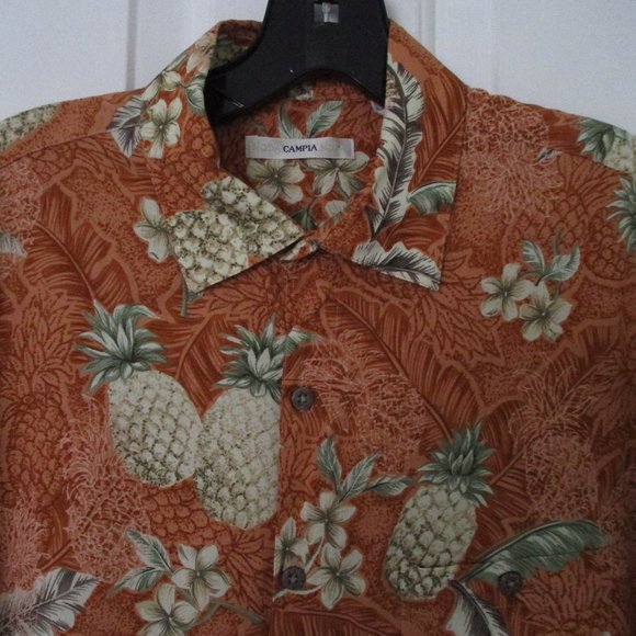 campia moda | Shirts | Campia Moda Mens Ss Orange Casual Hawaiian Shirt ...